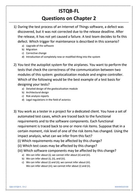 Solution Istqb Foundation Level Chapter 2 Questions And Answers Studypool