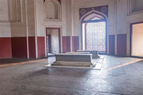 Graveyards Inside Humayun Tomb At Morning From Unique Perspective Stock