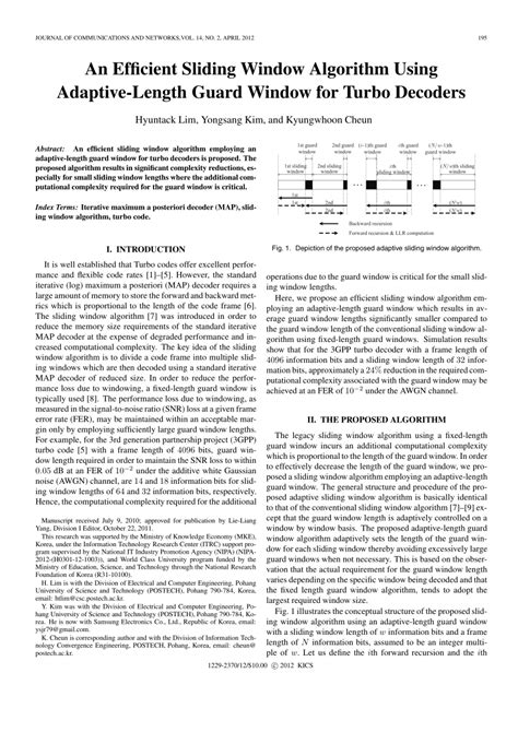 Pdf An Efficient Sliding Window Algorithm Using Adaptive Length Guard
