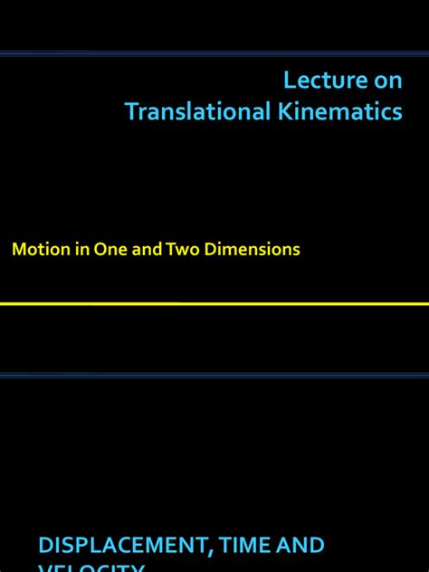 1 1 Translational Kinematics Pdf Velocity Speed