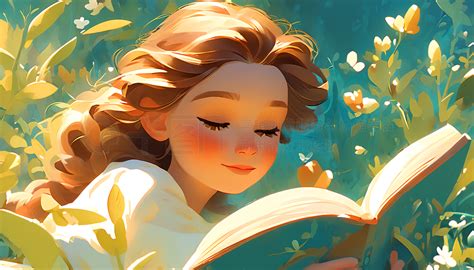 读书ai数字艺术 可爱的女孩读书插画 Ai图片免费下载png格式4032像素编号70865055 千图网