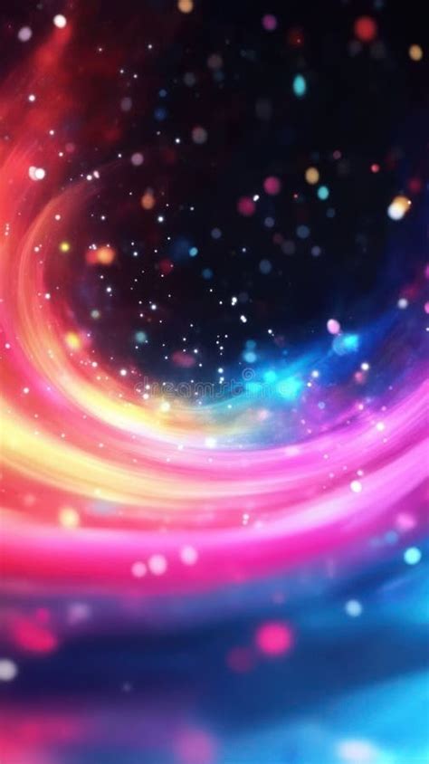 A Vibrant Swirl Of Colors And Lights Creating A Dynamic Cosmic Atmosphere Stock Illustration