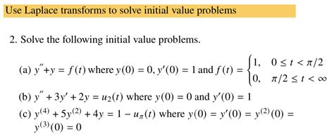 Solved Use Laplace Transforms To Solve Initial Value