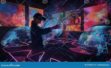 immersive experience and virtual reality concept people with 3d