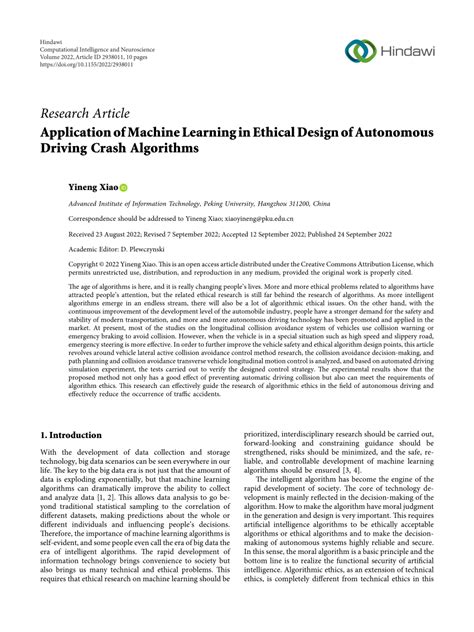 Pdf Application Of Machine Learning In Ethical Design Of Autonomous