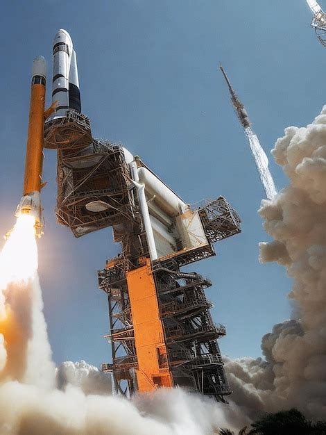 Un Primer Plano De Un Cohete Espacial Despegando Con Sus Potentes