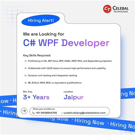 Csharpwpf Developer Wpf Jaipurjobs Fulltimejob Celebalhiring Hiring Immediate Wpfjob