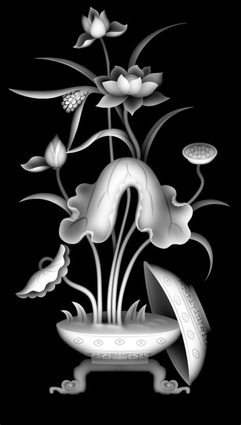 Flower Vase Grayscale Map Of Relief Bitmap Bmp Format File Free Download