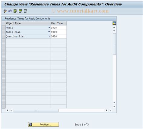 PLMC AUDIT RESIDENCE SAP Tcode Audit Comps Define Residence Time