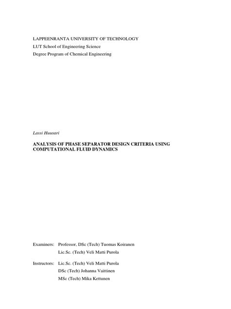 Masters Thesis Huusari Final Pdf Computational Fluid Dynamics Turbulence