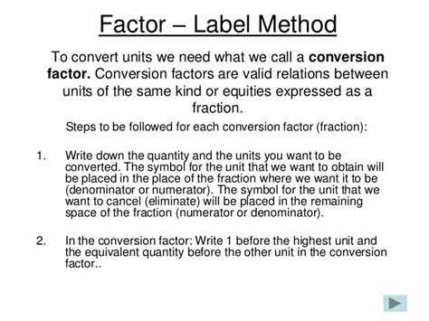 Factor Label Method