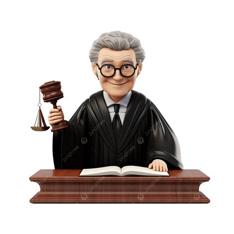 Judge In Court 3d Character Illustration 3d Character Cartoon Png