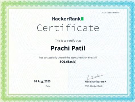 Prachi Patil On Linkedin Hackerrank Hackerrankcertified Sql