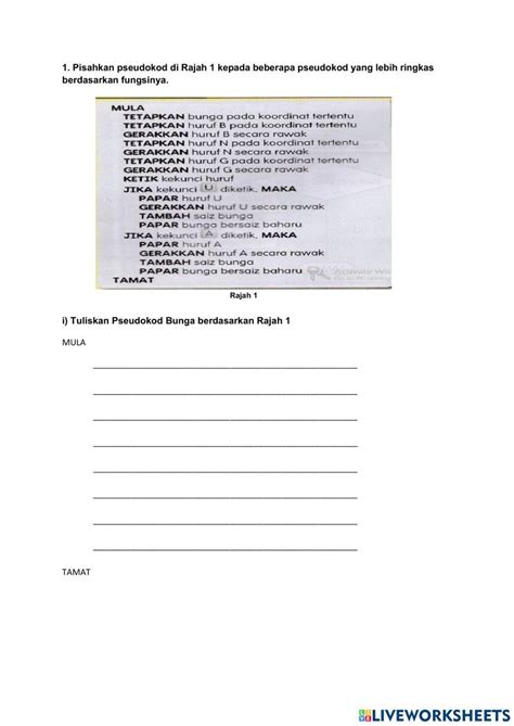 Bab 2 Memisahkan Pseudokod Worksheet Live Worksheets
