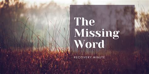 The Missing Word Theres Still Hope