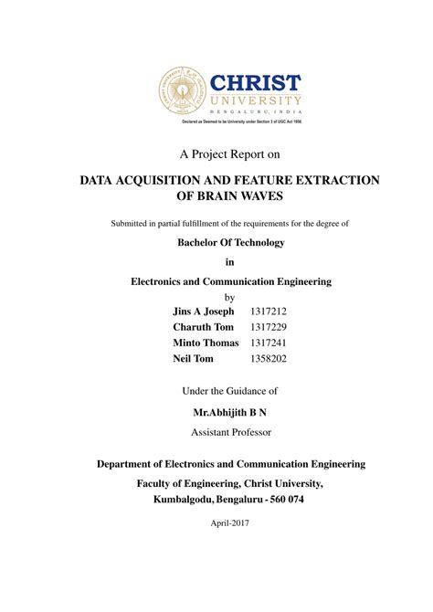 Pdf Data Acquisition And Feature Extraction Of Brain Waves