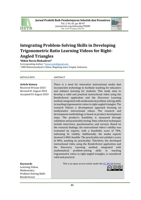 pdf integrating problem solving skills in developing trigonometric