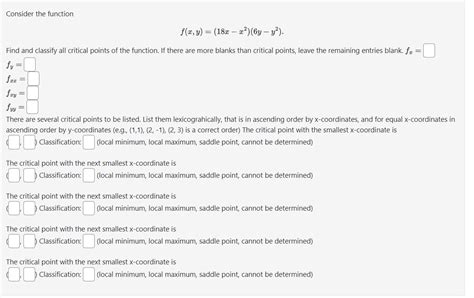 Solved Consider The Function F X Y 18x−x2 6y−y2 Find And