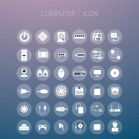Computer Hardware Icon Set Modern Gradient Style Stock Vector Illustration Of Computational
