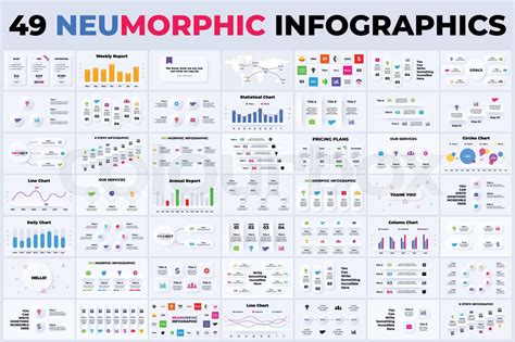 Neumorphic Infographics Collection Vector Business Template Colourbox