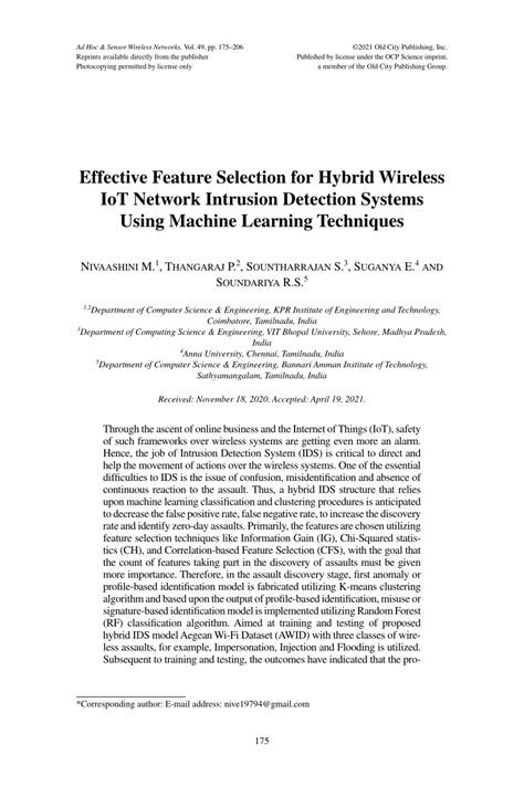 Pdf Effective Feature Selection For Hybrid Wireless Iot Network