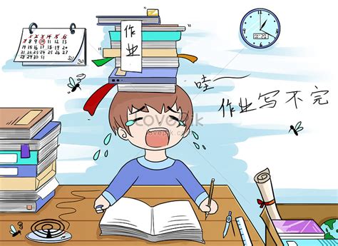 課業壓力漫畫背景圖案素材，桌布圖片免費下載