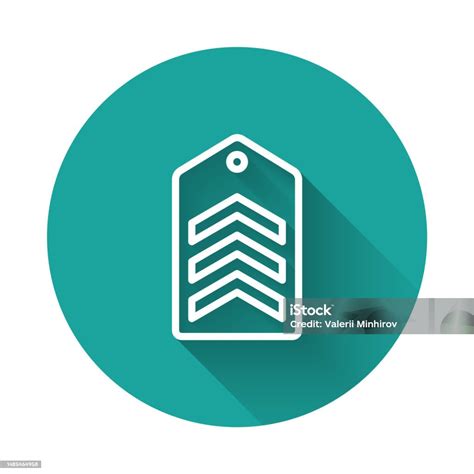 흰색 선 갈매기 모양 아이콘은 긴 그림자 배경으로 분리되어 있습니다 군사 배지 기호입니다 녹색 원 버튼 벡터 갈매기표 수장에 대한 스톡 벡터 아트 및 기타 이미지 Istock