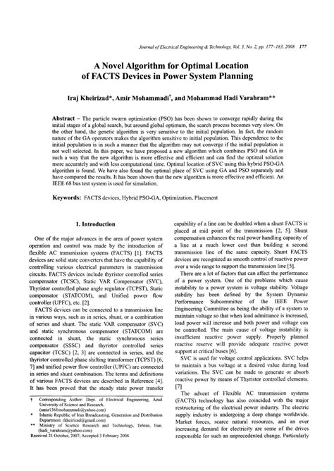 Pdf A Novel Algorithm For Optimal Location Of Facts Devices In Power