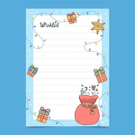 Plantilla De Lista De Deseos Dibujada A Mano Vector Gratis