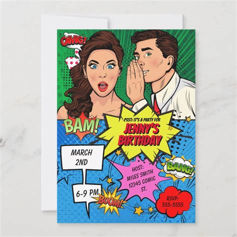 Pop Art Comic Birthday Invitation Zazzle Pop Art Comic Comic Art Pop Art