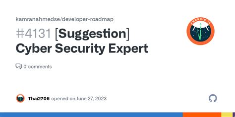 Suggestion Cyber Security Expert · Issue 4131 · Kamranahmedsedeveloper Roadmap · Github