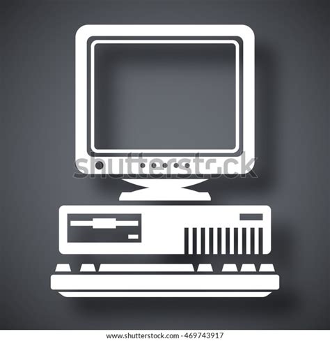 Vector Retro Computer Icon Keyboard Crt Stock Vector Royalty Free
