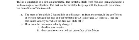 Solved This Is A Simulation Of A Disk On A Turntable The