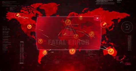 Fatal Error Alert Warning Attack On Screen World Map Stock Video Envato Elements