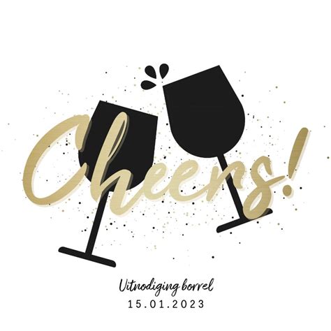 Uitnodiging Borrel Cheers Met Proostende Glazen Kaartje2go