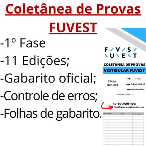 Coletânea De Provas Antigas Vestibular Fuvest 1º Fase 2012 2022