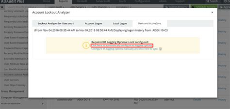 Automatic Configuration Account Lockout Analyzer Adaudit Plus