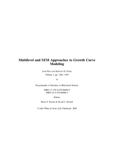 Pdf Multilevel And Sem Approaches To Growth Curve Modeling