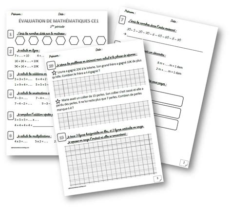 Evaluations De Mathématiques Ce1 1er Trimestre Période 1 Période 2
