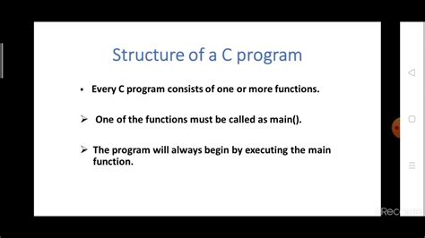 Structure Of C Program Youtube