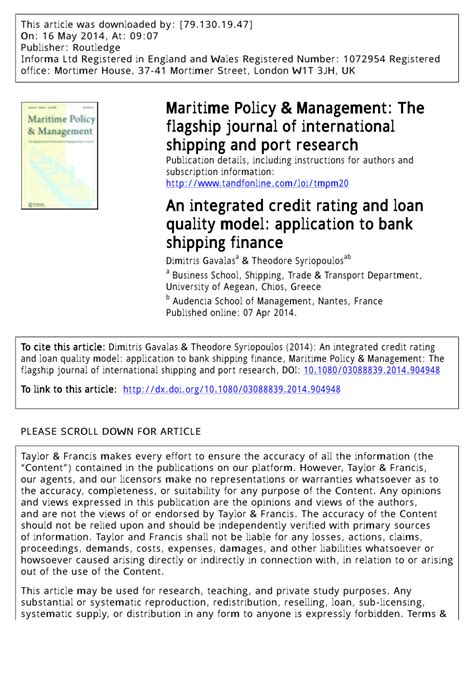 Pdf An Integrated Credit Rating And Loan Quality Model Application