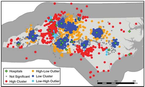 Drive Time Spatial Cluster Analysis Local Moran S I Showing Locations