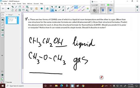 A There Are Two Forms Of C2h6o One Of Which Is A Liquid At Room Temperature And The Other Is A