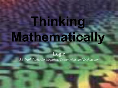 3 3 Truth Tables For Negation Conjunction And Disjunction