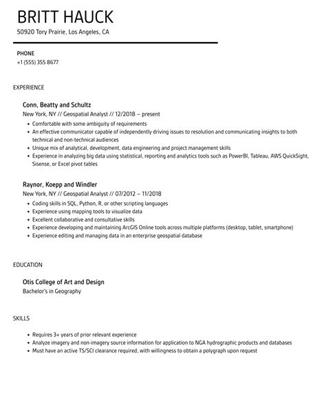 Geospatial Analyst Resume Samples Velvet Jobs