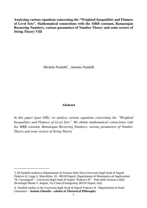 Pdf Analyzing Various Equations Concerning The Weighted Inequalities And Flatness Of Level