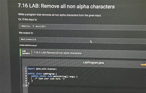 Solved 716 Lab Remove All Non Alpha Characters Write A