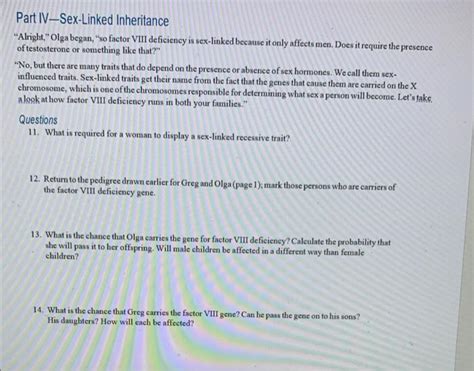 Solved Creg Part Iv Sex Linked Inheritance Alright Olga