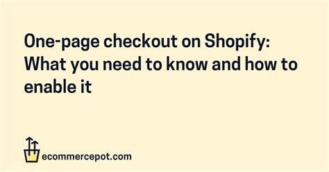 One Page Checkout On Shopify Ecommerce Pot