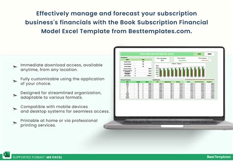 Book Subscription Financial Model Excel Template Best Templates